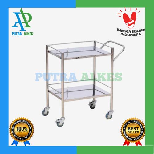 Jual Trolley Instrument 2 Susun | Meja Troli Instrument 2 Rak Stainless ...