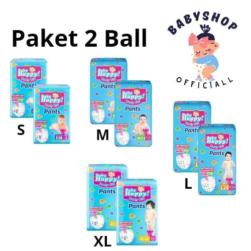 Jual 2 Ball Baby Happy pants S40/M32/L28/XL26/Popok Bayi/Diapers ...