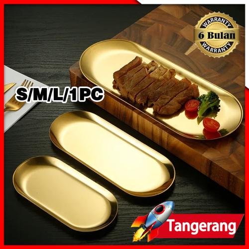 Jual Nampan Oval Gold Piring Oval Gold Snack Tray Plate Tray Stainless ...