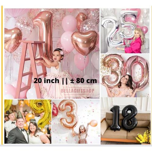 Jual Balon Foil Angka Big Jumbo Uk. 80 cm | 1 meter | Rose Gold ...