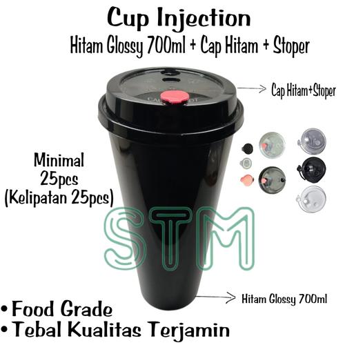 Jual Black Cup Injection 700ml 22oz 24oz/Thinwall Cup Black PPI ...