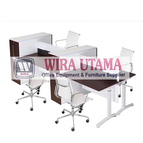Jual Meja Kerja 4 Orang Kaki Besi / Meja Staff 4 Orang Kantor Partisi ...