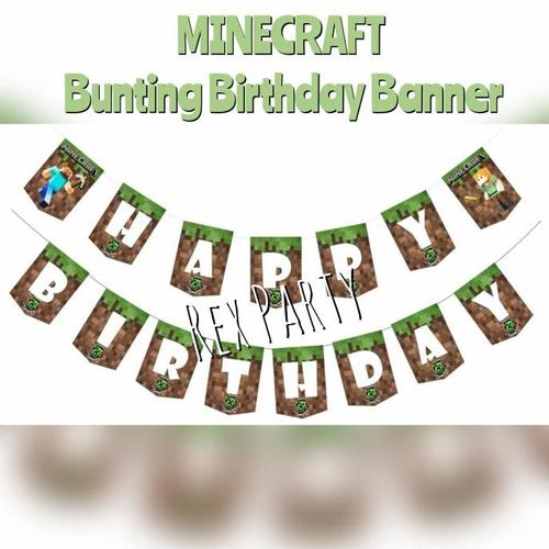 Jual Minecraft Banner/Minecraft Bunting/Banner Minecraft/Birthday ...