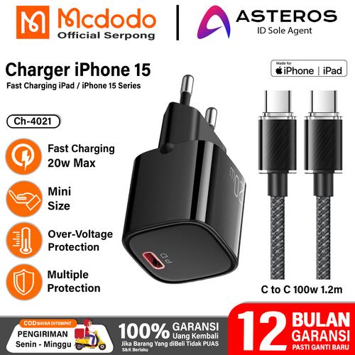 Jual MCDODO Charger iPhone 15 Pro Max Type C to C Fast Charging 20w 33w ...