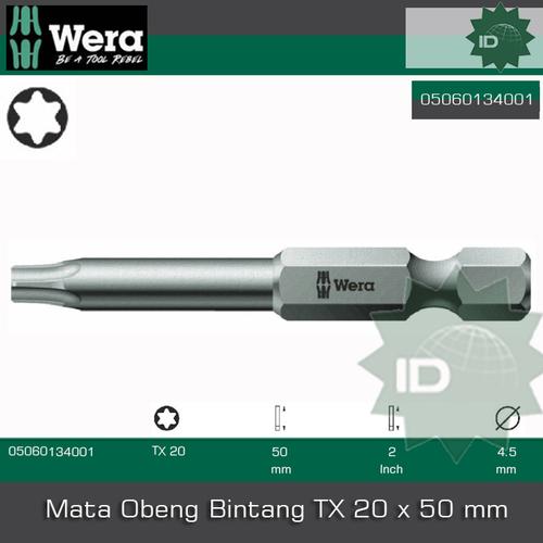 Jual Mata Obeng Bintang TX 20 x 50 mm 05060134001 Wera Bits TORX Screws ...