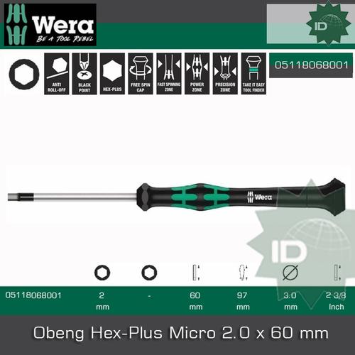 Jual Obeng Hex-Plus Micro 2.0 x 60 mm Wera 05118068001 Hexagon Socket ...