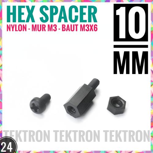 Jual HEX SPACER 10mm NYLON MUR M3 BAUT M3 X 6mm Spiser PCB Hexa ...
