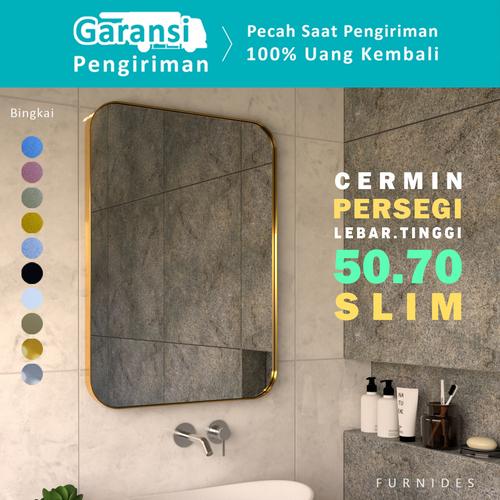 Jual Cermin Persegi 50x70 cm | Frame Slim - Gold Matt - Kab. Jepara ...
