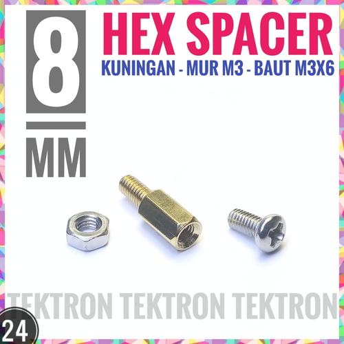 Jual HEX SPACER 8mm KUNINGAN MUR M3 BAUT M3 X 6mm Spiser PCB Hexa ...