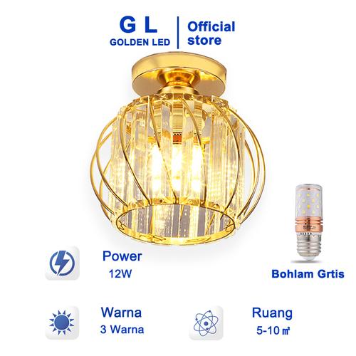 Promo GL FREE Bohlam 3 Warna Lampu Kistal Lampu Model Lampion Plafon ...
