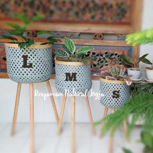 Jual ! COVER POT BAMBU / POT TANAMAN / POT STANDING / ANYAMAN BAMBU ...