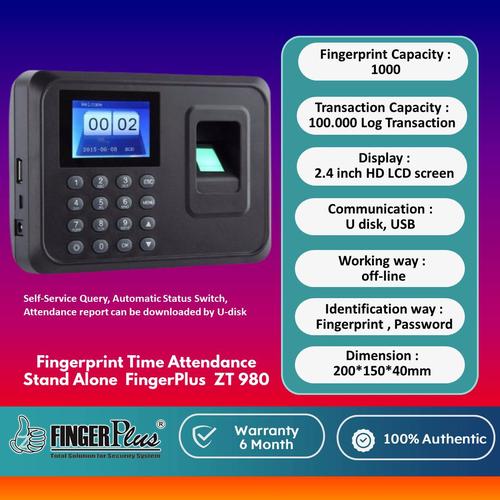 Promo Mesin Absensi Sidik Jari Fingerprint Time Attendance Stand Alone ...