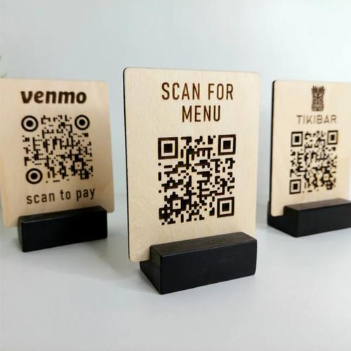 Jual Wooden Barcode Sign / QR Code Sign Kayu / Custom Papan QRIS Menu ...