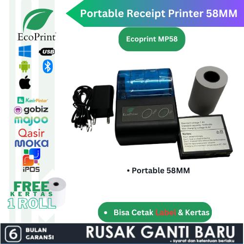 Jual PRINTER THERMAL PORTABLE BATTERY BLUETOOTH Ecoprint MP-58C RPP02 ...