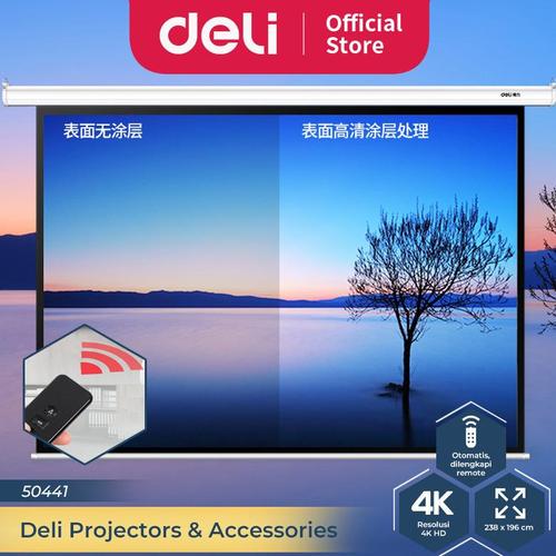 Jual Deli Automatic Screen Projector Layar Proyektor Otomatis 120 inch ...