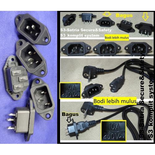 Jual Socket input iec inlet AC in bagus kabel power 3 pin ac cable 3lubang PC komputer Soket ...