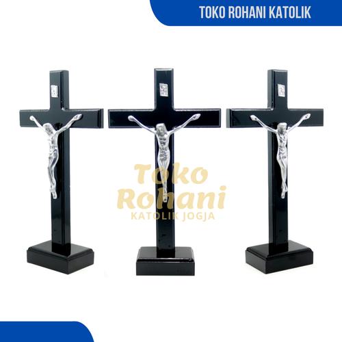 Promo SALIB DUDUK HITAM 15-30 CM (SILVER) / SALIB MEJA KATOLIK ...