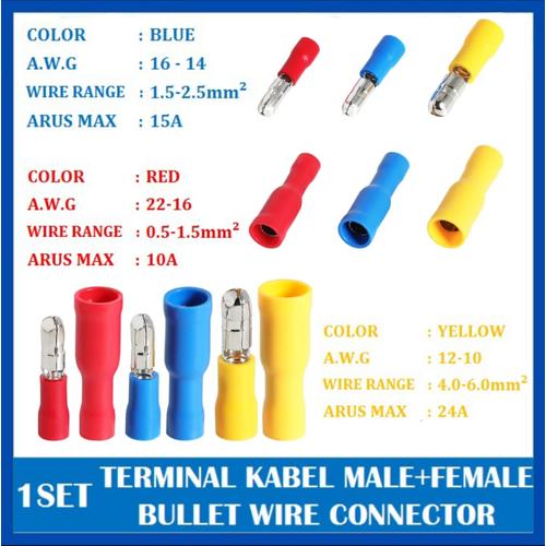 Jual Bullet Wire Connector Terminal Plug Cucuk Kabel Quick Cable Crimp ...