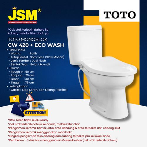 Jual Toto Kloset Closet Duduk Single Flush CW420 + Eco Washer Putih ...