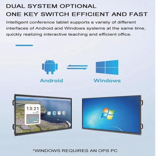 Promo Interactive Flat Panel OPS Dual System Windows 10 Android 86 inch ...