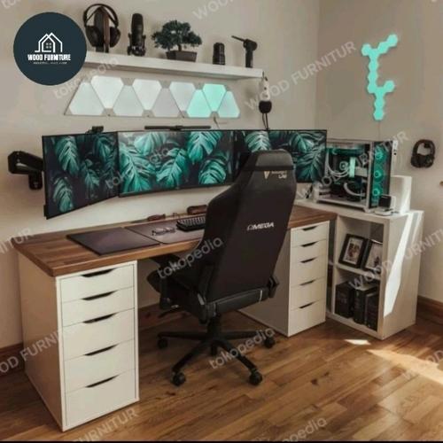 Jual pesanan khusus meja kerja meja game meja komputer model L - Kota ...