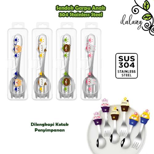 Jual Sendok garpu set mini anak SD TK korea travel size kotak 304 ...