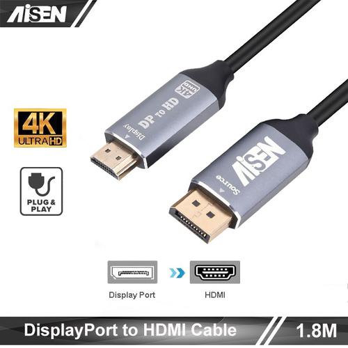 Jual Kabel DP Display Port to HDMI 1.8M AISEN Metal High Quality ...