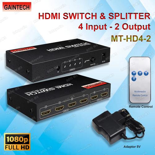 Jual HDMI Switch and Splitter 4 Input to 2 Output Selector with IR ...