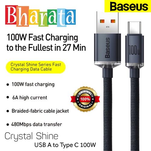 Jual Baseus Crystal Shine Kabel Data USB A to Type C 5A 100W - Ungu, 1 ...