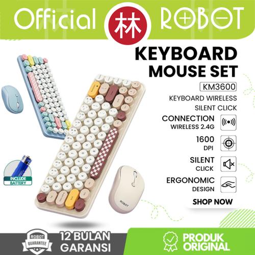 Promo Robot KM3600 Pastel Colorful Keyboard dan Mouse Wireless Combo ...