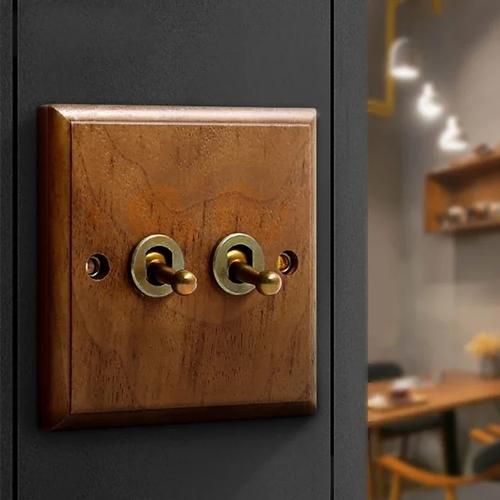 Jual wall wood switch panel saklar dinding single kayu 2 tombol cafe ...