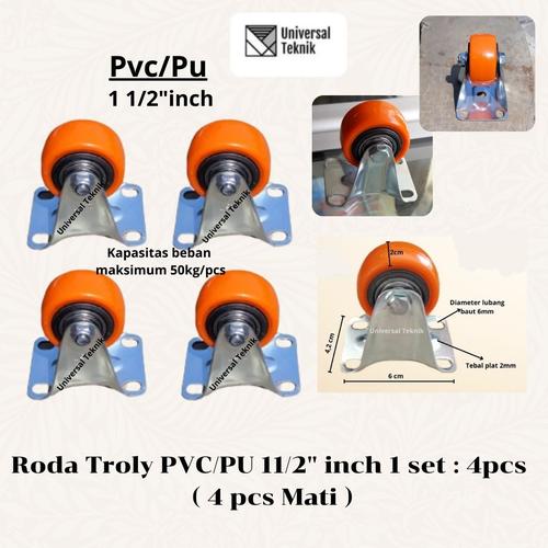 Promo Roda Troli Troly PVC Caster orange 1 1/2 inch 1 set : 4pcs ( 4 ...
