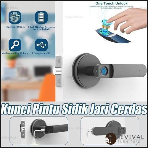 Jual Kunci Pintu Rumah Elektronik Fingerprint Handle USB Charge Kunci ...