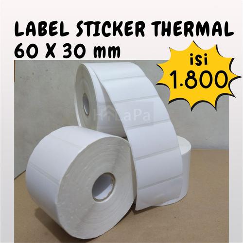 Jual Stiker Label Thermal 60x30 Kertas Sticker Barcode 60 x 30 mm isi 1 ...