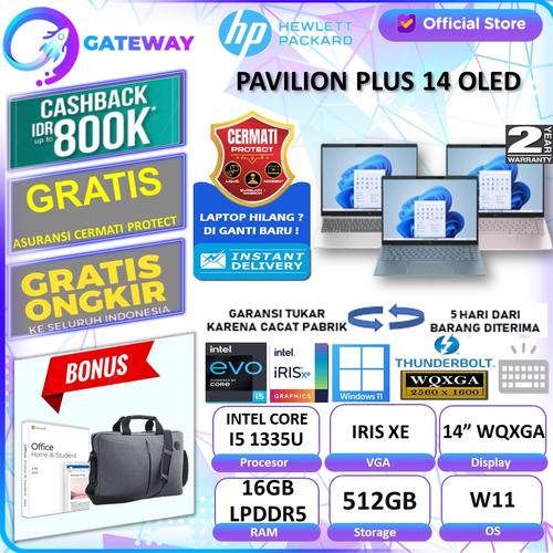 Promo HP Pavilion Plus 14 OLED Intel Evo i5-1335U 16GB 512GB SSD WQXGA IPS Win11 OHS ew0077TU ...