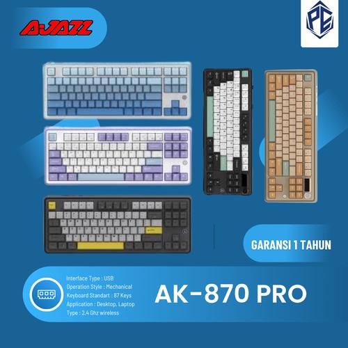 Promo Ajazz AK870 / AK-870 Tri-Mode Keyboard Gasket Mount With OLED ...