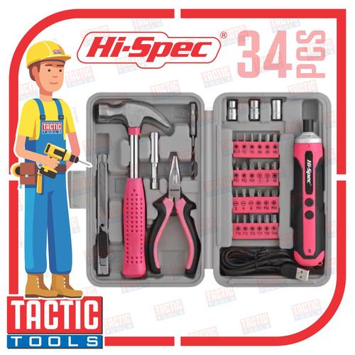 Jual Mesin Obeng Cordless 4volt Hi-Spec set 34pcs Screwdriver Cordless ...