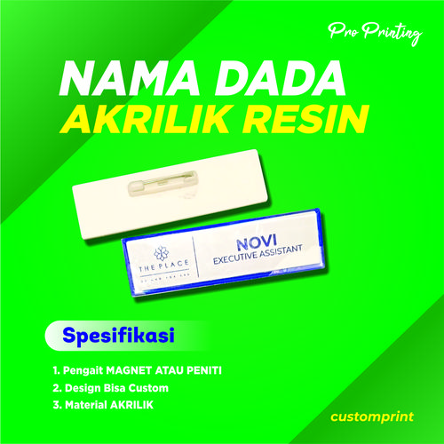 Jual Name tag resign / Name tag custom / Nama dada perusahaan / Bahan ...