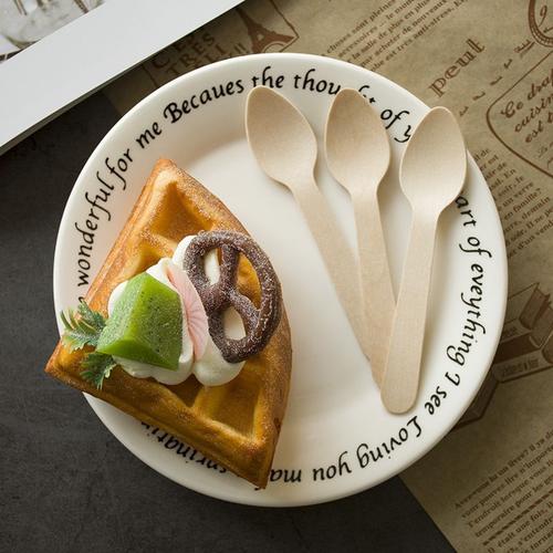 Promo 100pcs - 11cm sendok garpu kayu dessert sendok kayu kecil sendok ...