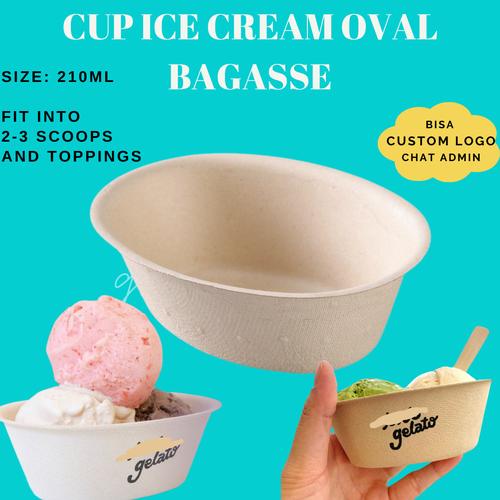 Jual 50pcs Bagasse Cup Ice Cream Tempat Ice Cream Es Krim Gelato ...