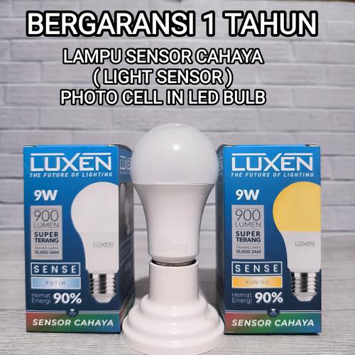 Jual LUXEN SENSE 9W LAMPU LED SENSOR CAHAYA KUNING / PUTIH LIGHT SENSOR ...
