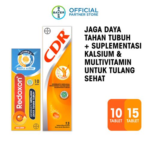 Promo Redoxon Vitamin C, D & Zinc 10 Tab + CDR Suplemen Kalsium 15 tab ...