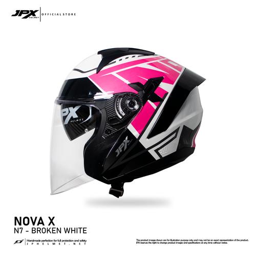 Promo Helm JPX Half Face Nova X Motif V2.0 - N7 Broken White - L Cicil 0% 3x - Kab. Tangerang ...