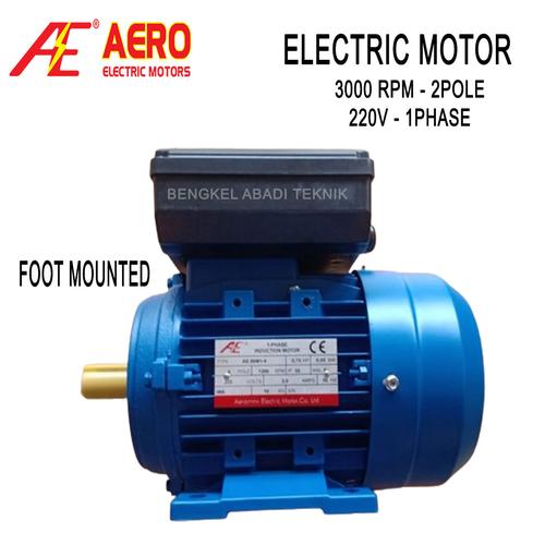 Jual ELECTRIC MOTOR AERO 0.75KW 1HP 2POLE 3000RPM 1PHASE B3 - Jakarta ...