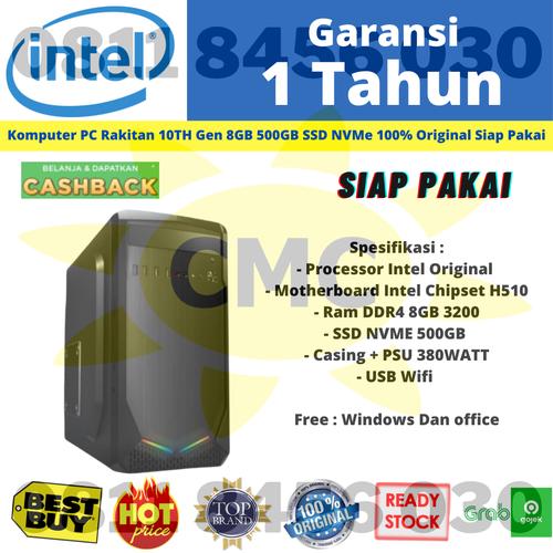 Jual Komputer PC Rakitan 10TH Gen 8GB 500GB SSD NVMe 100% Original Siap Pakai - i3-10105 ...