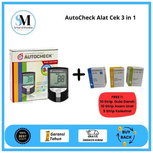 Jual AUTOCHECK 3in1 GCU Alat Cek Free Strip Gula Darah, Kolesterol ...