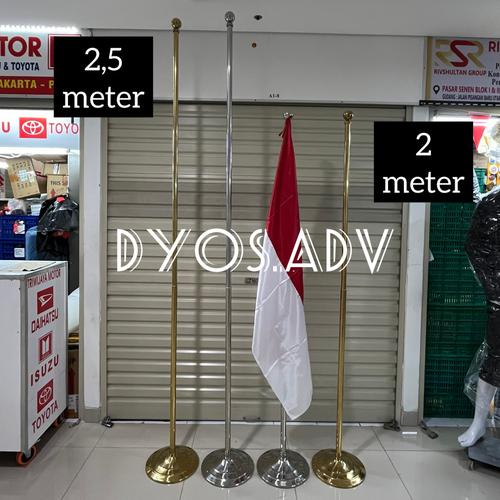 Jual Tiang bendera tiang pataka ruangan kuningan/stenlis - STENLIS, 2 ...