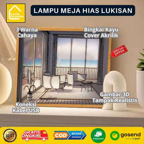 Jual Lampu Meja Hias LED Lukisan Kayu 3D Akrilik 3in1 Color Painting ...