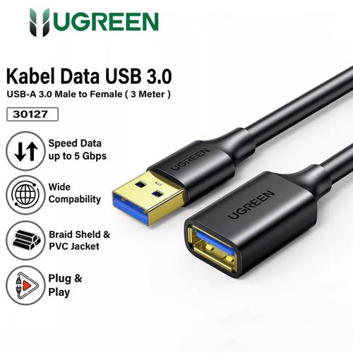 Jual Kabel USB 3.0 Extension Male To Female Round Cable 3 Meter UGREEN ...