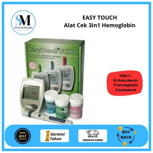 Jual EASY TOUCH Alat Cek FREE STRIP ET GCHb 3in1 Cek Kolestrol Hb Gula ...